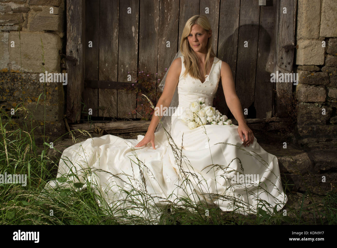Bride in wedding dress Stock Photo - Alamy