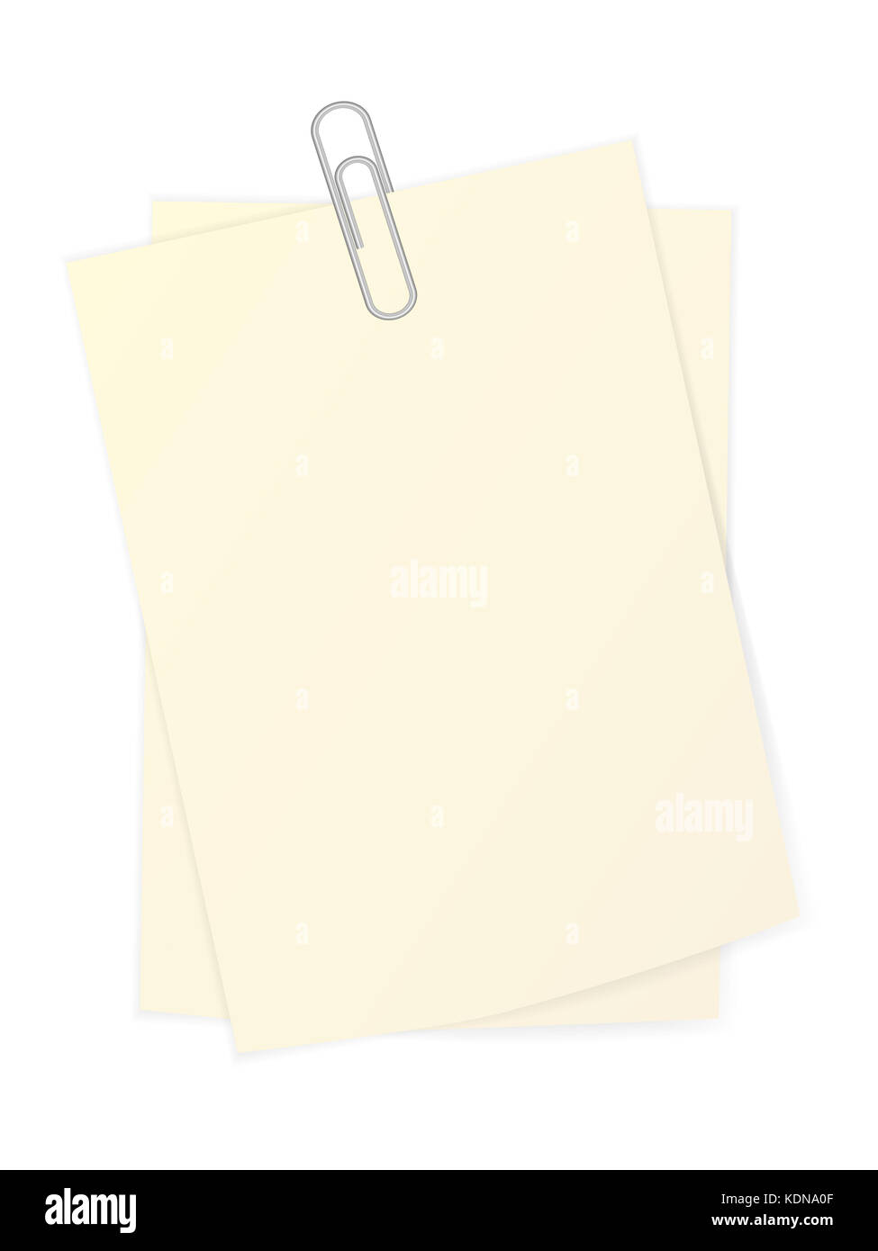 Paper sheet and paper clip on a white background Stock Photo - Alamy