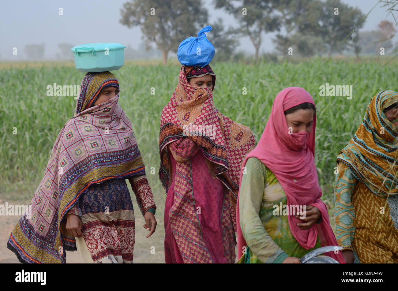 Lahore, Pakistan. 11th Oct, 2017. Pakistani villager woman busy in ...