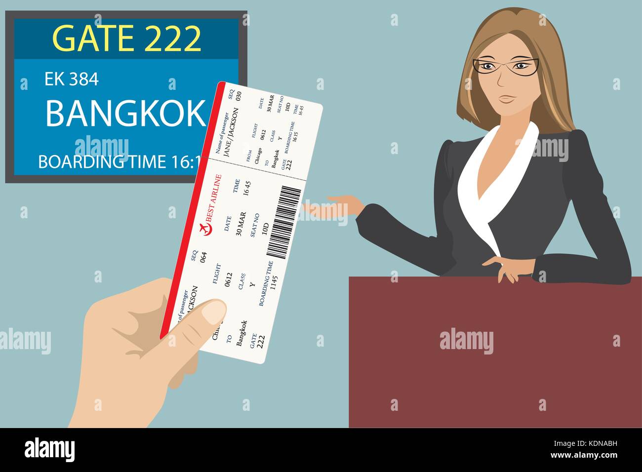 Boarding pass in hand, display near gate to board the aircraft and ...