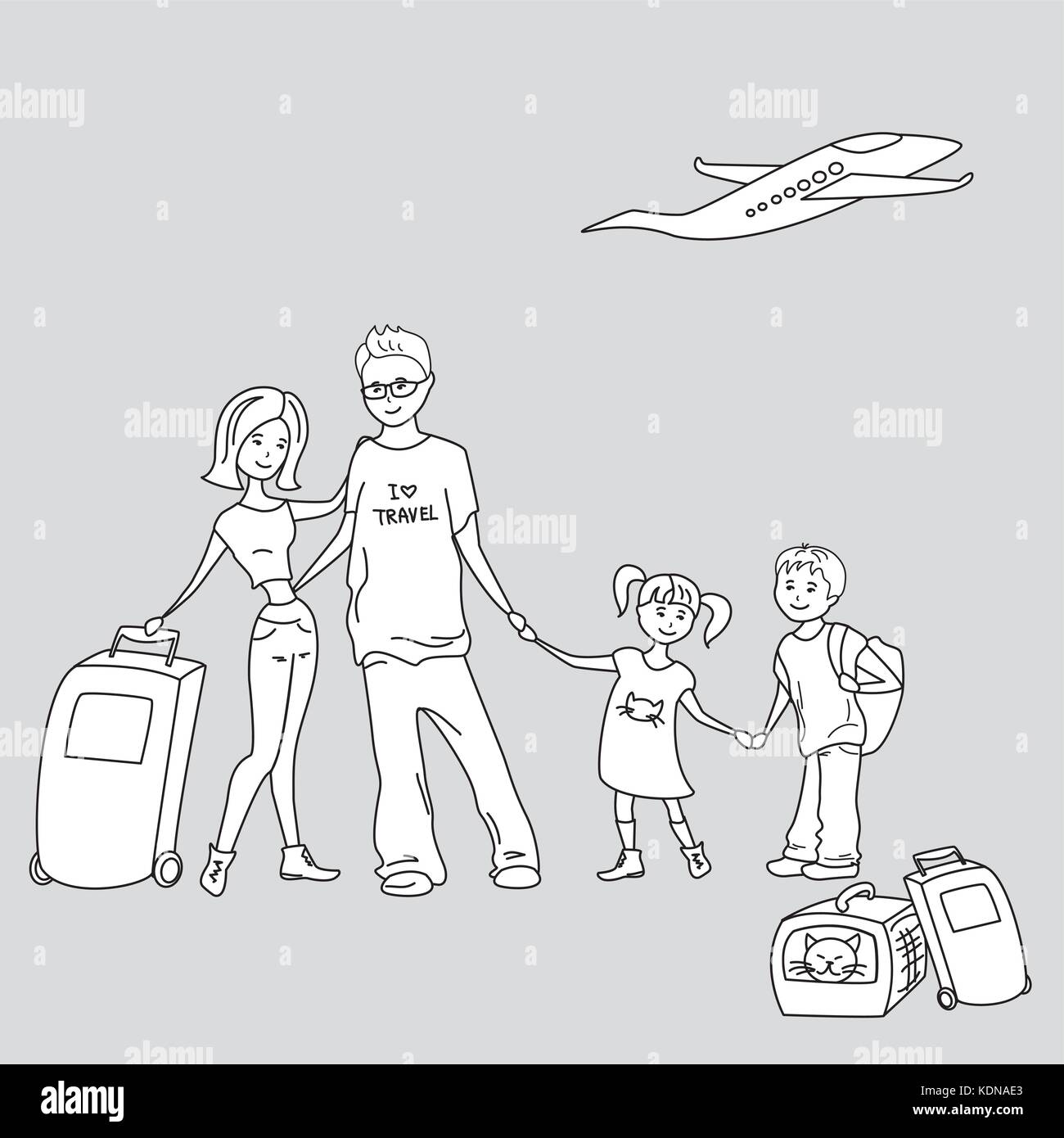 Black Family Vacation Clipart