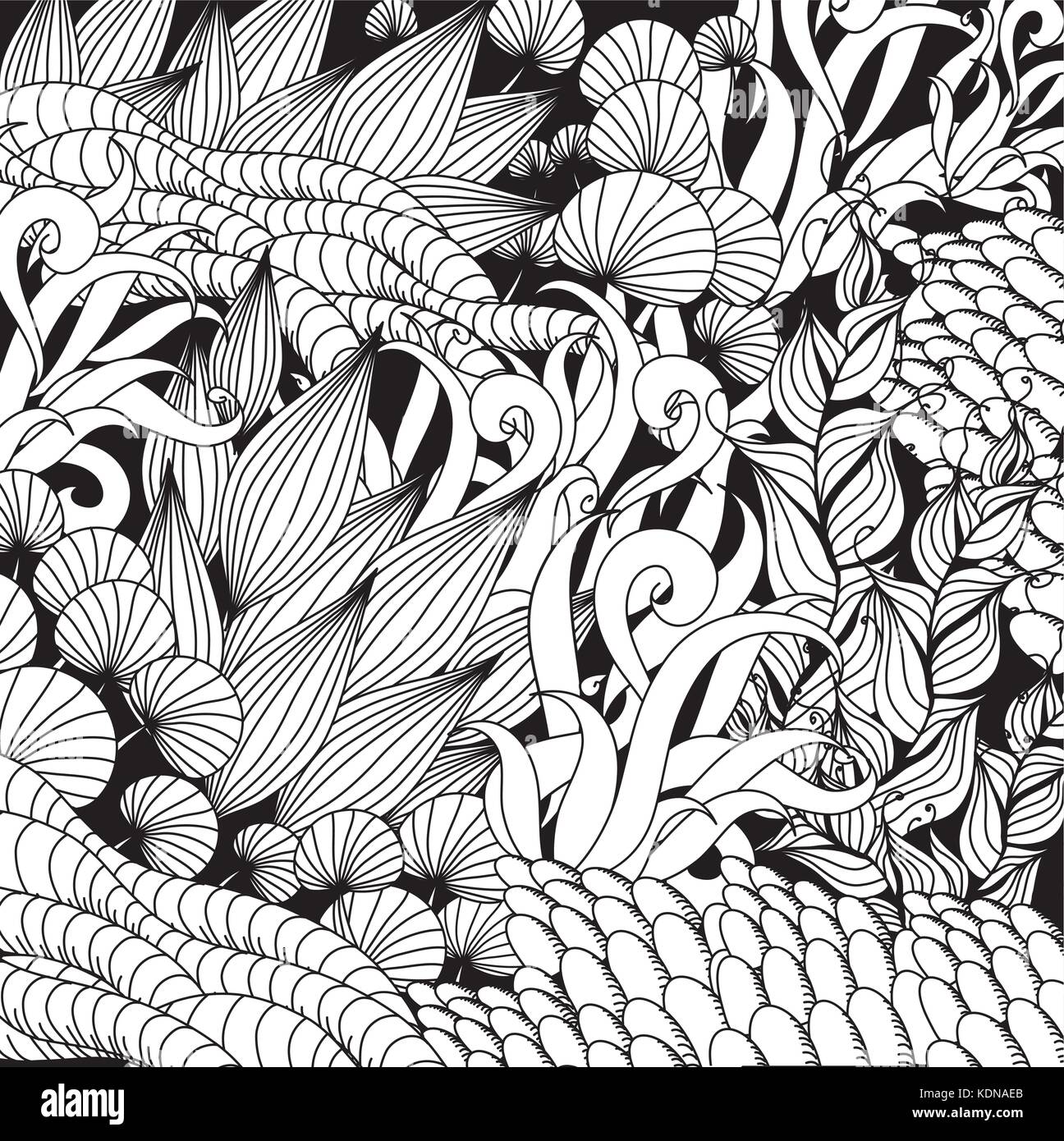 Summer zentangle floral background. Black and white. Ornament for ...
