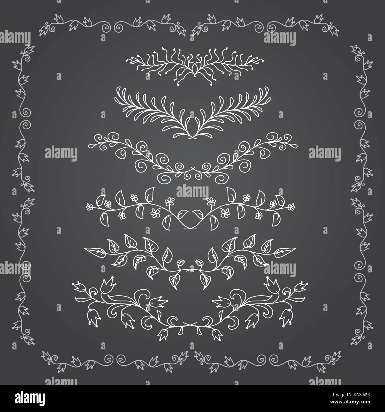 Vintage set of hand drawn rustic laurels. Floral vector graphic. Nature ...