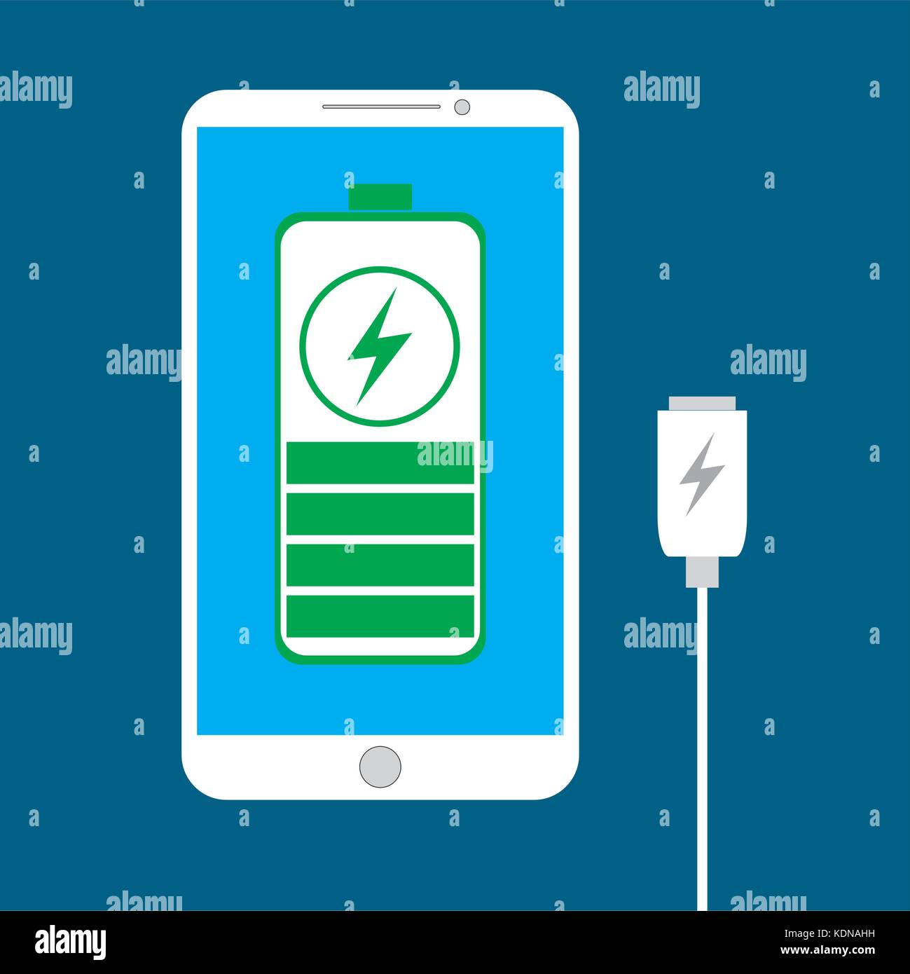 Smartphone charging, flat design, vector illustration Stock Vector ...