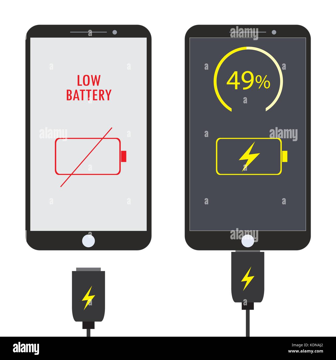 Two Mobile phone charging , flat design, vector Stock Vector Image ...