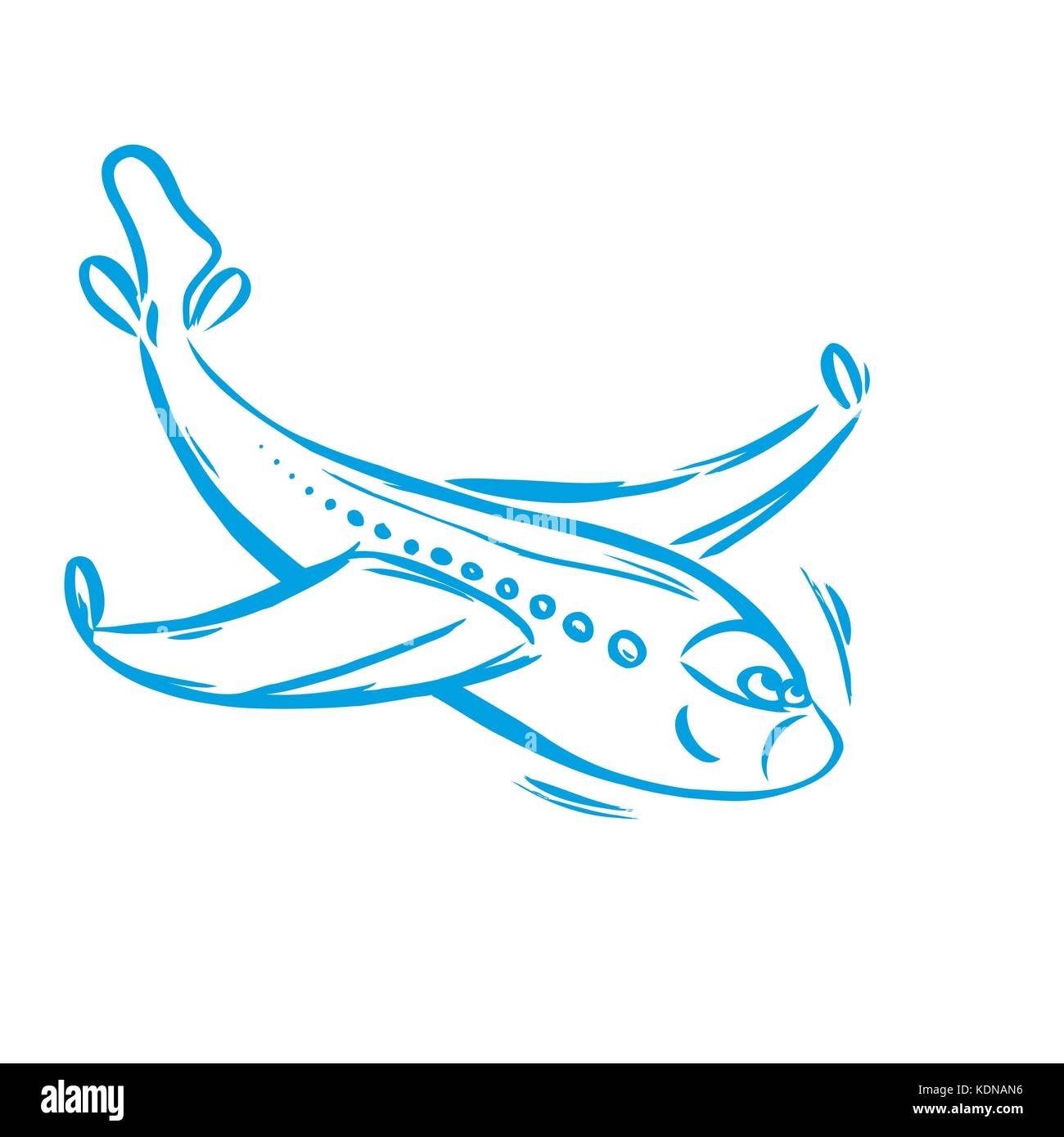 Jet plane ,hand drawn,vector illustration on white background Stock ...