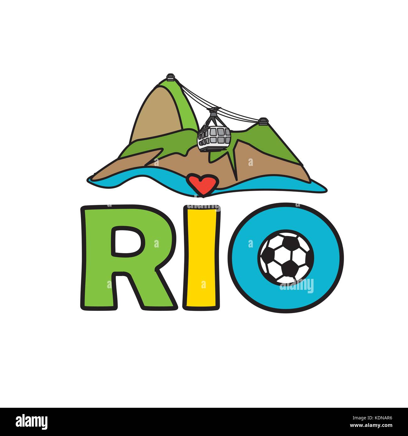 rio de janeiro illustration with sugar head hill, vector Stock Vector ...