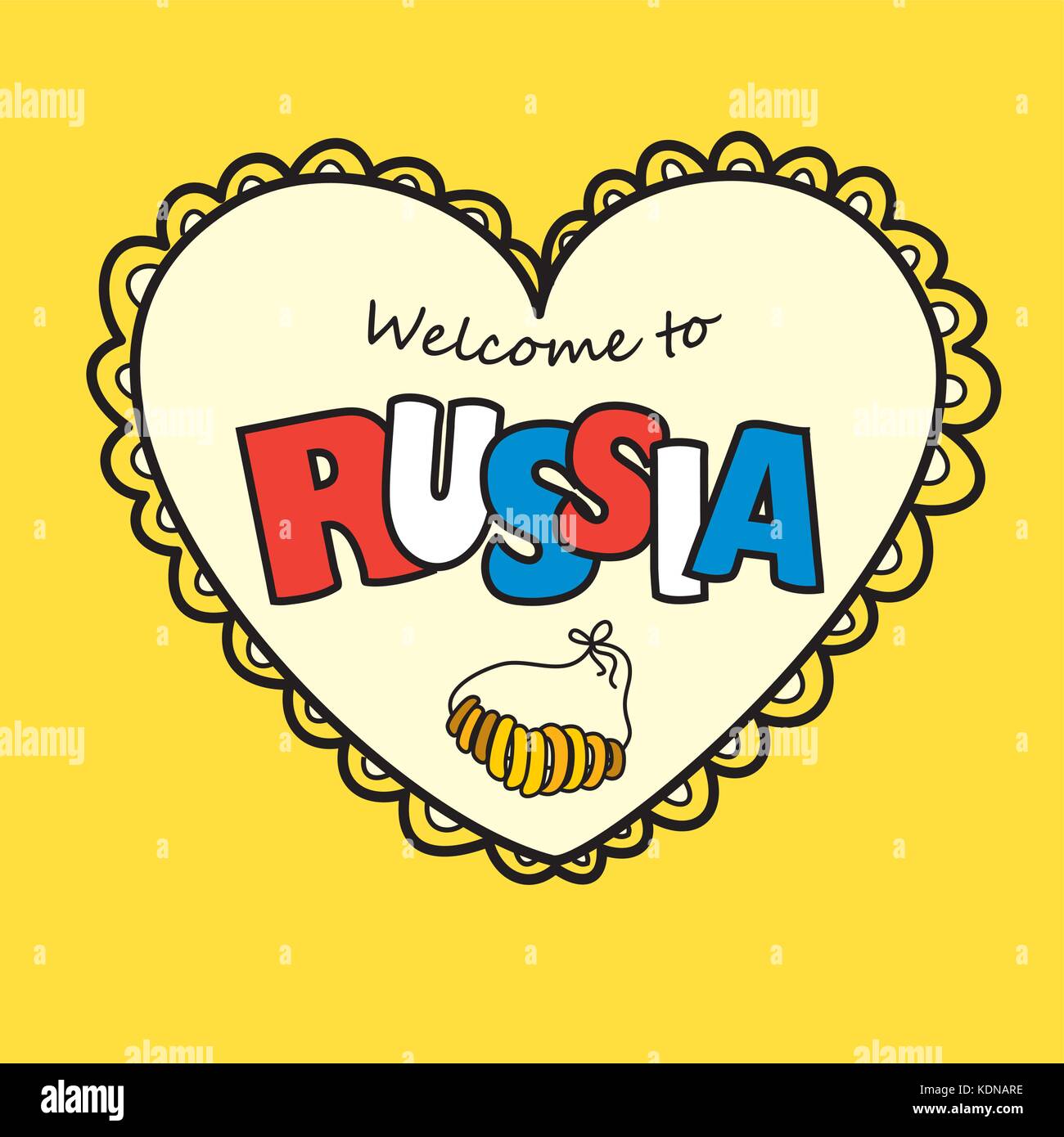 Welcome to Russian. Heart on yellow background. Vector Stock Vector ...