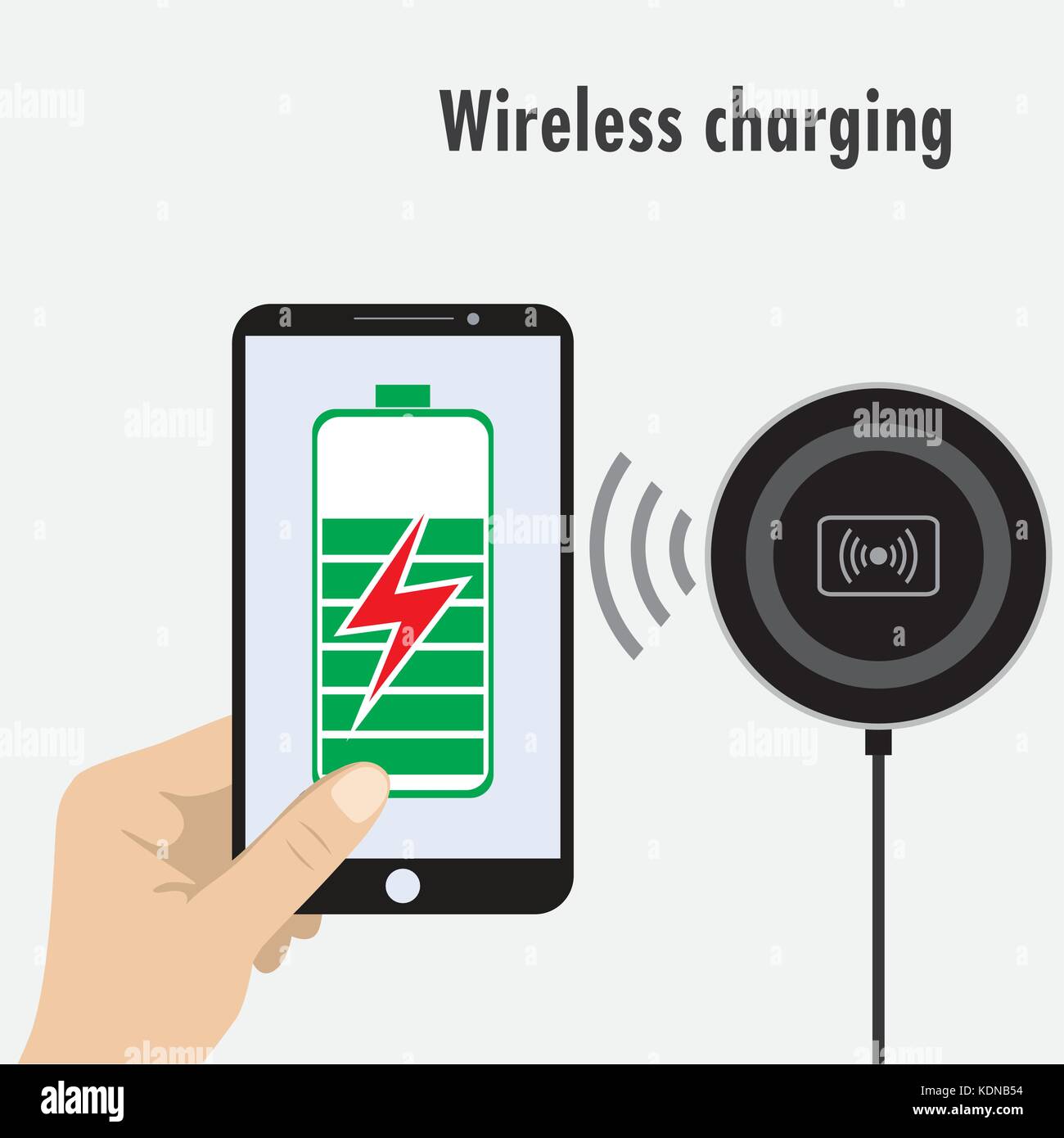 Smartphone on a Wireless Charge, vector illustration on white ...