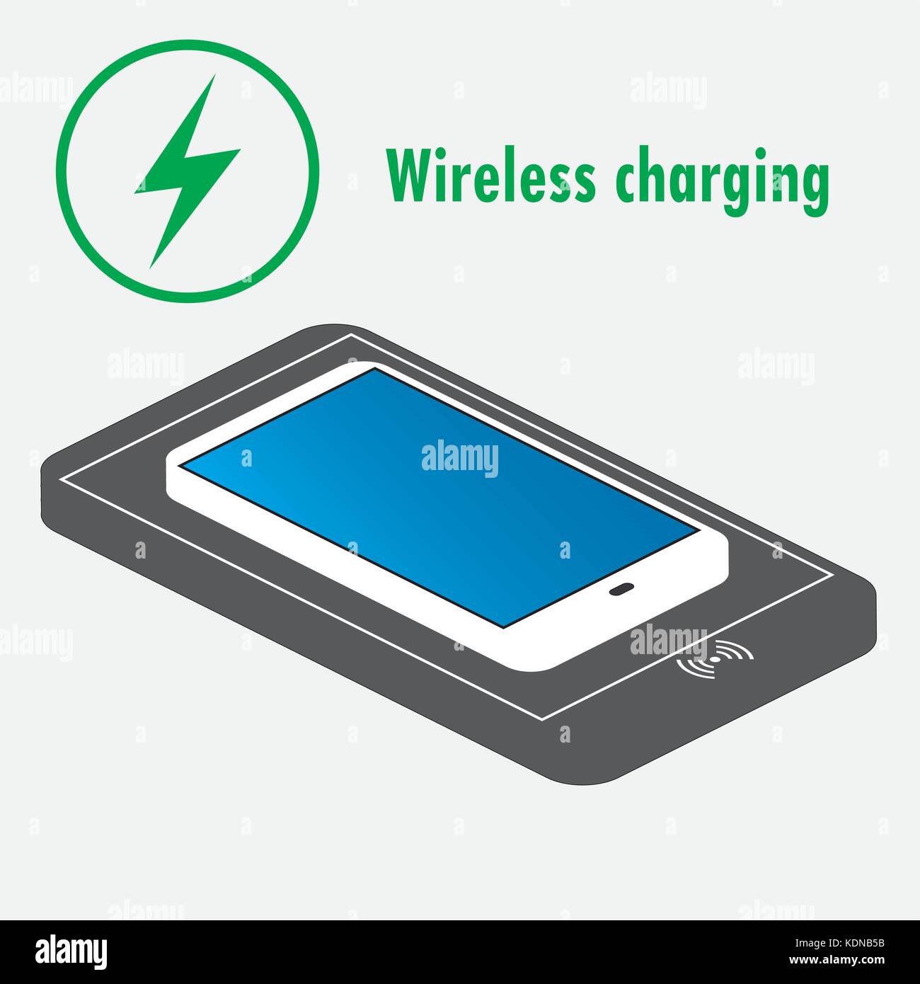 Smartphone on a Wireless Charge, vector illustration on white ...