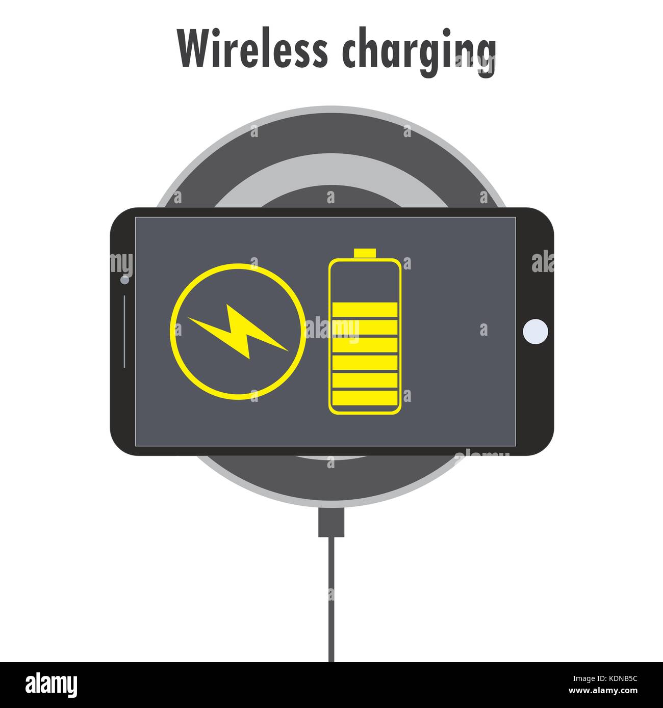 Smartphone on a Wireless Charge, vector illustration on white ...