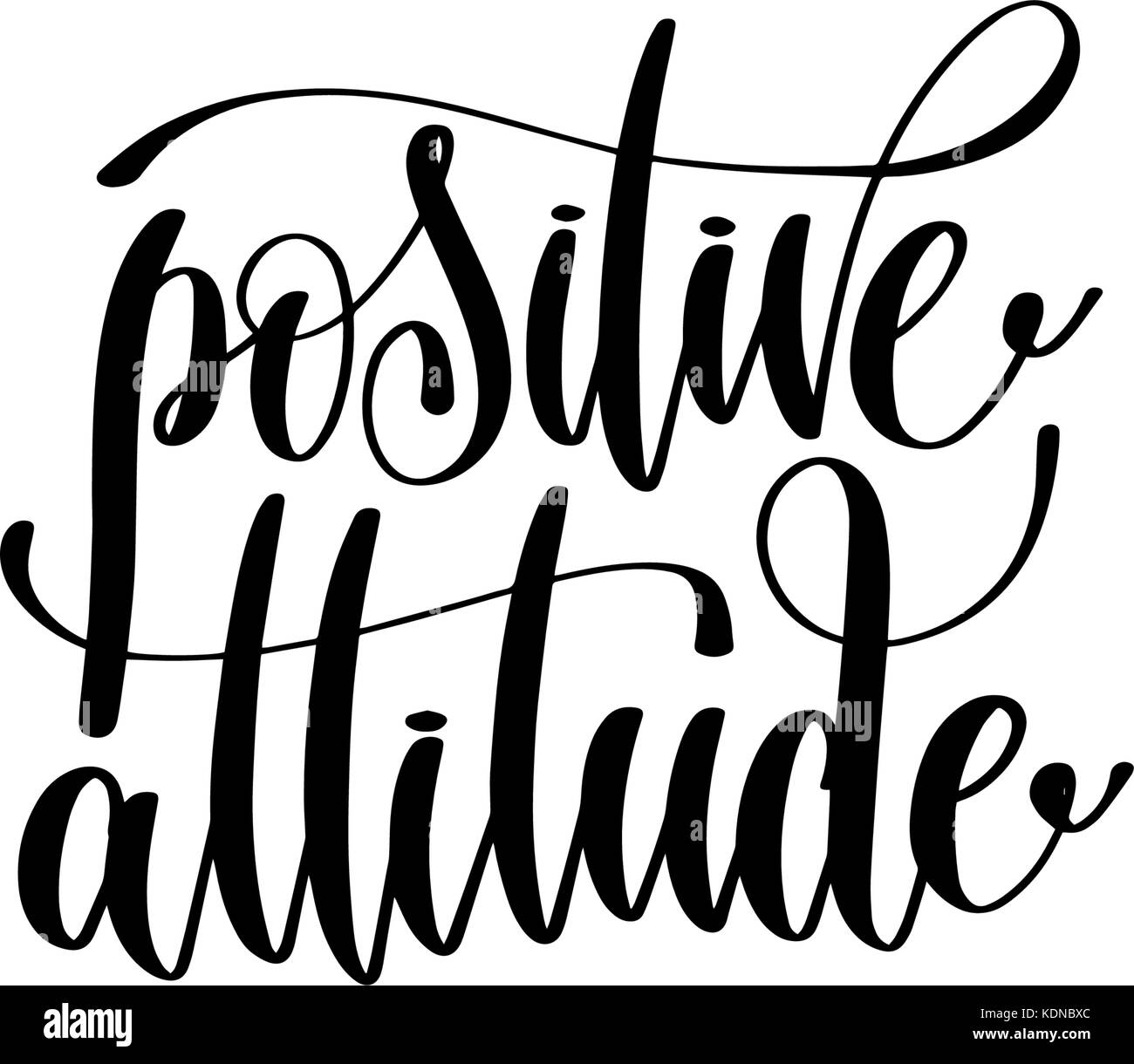 positive attitude hand written lettering inscription Stock Vector Image ...