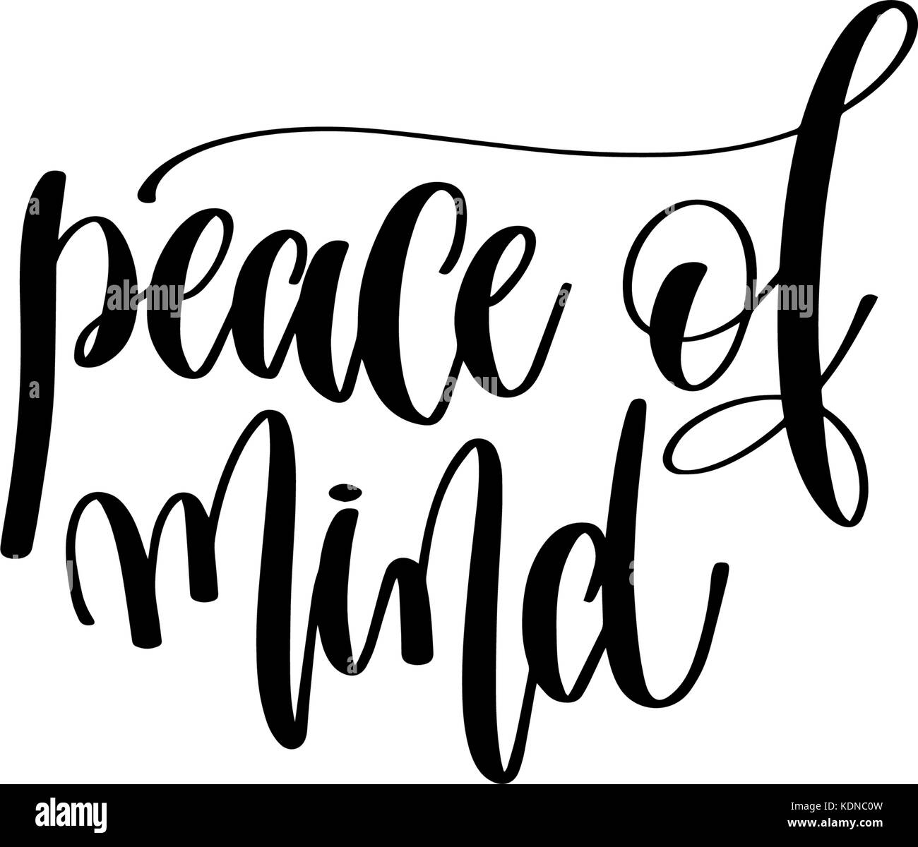 peace of mind hand written lettering inscription Stock Vector Image ...