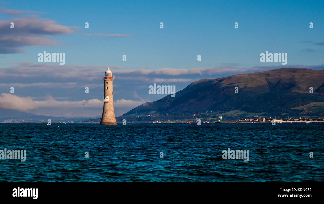 Haulbowline Lighthouse at the entrance to Carlingford Lough, north-west ...