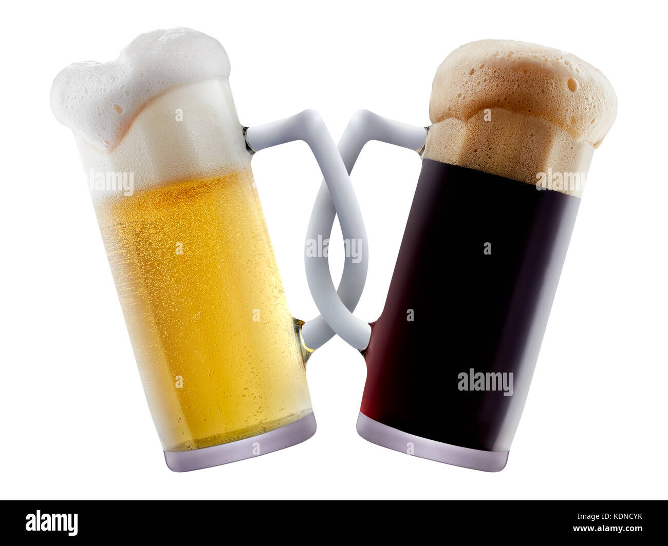 Two beer mugs making toast Stock Photo - Alamy