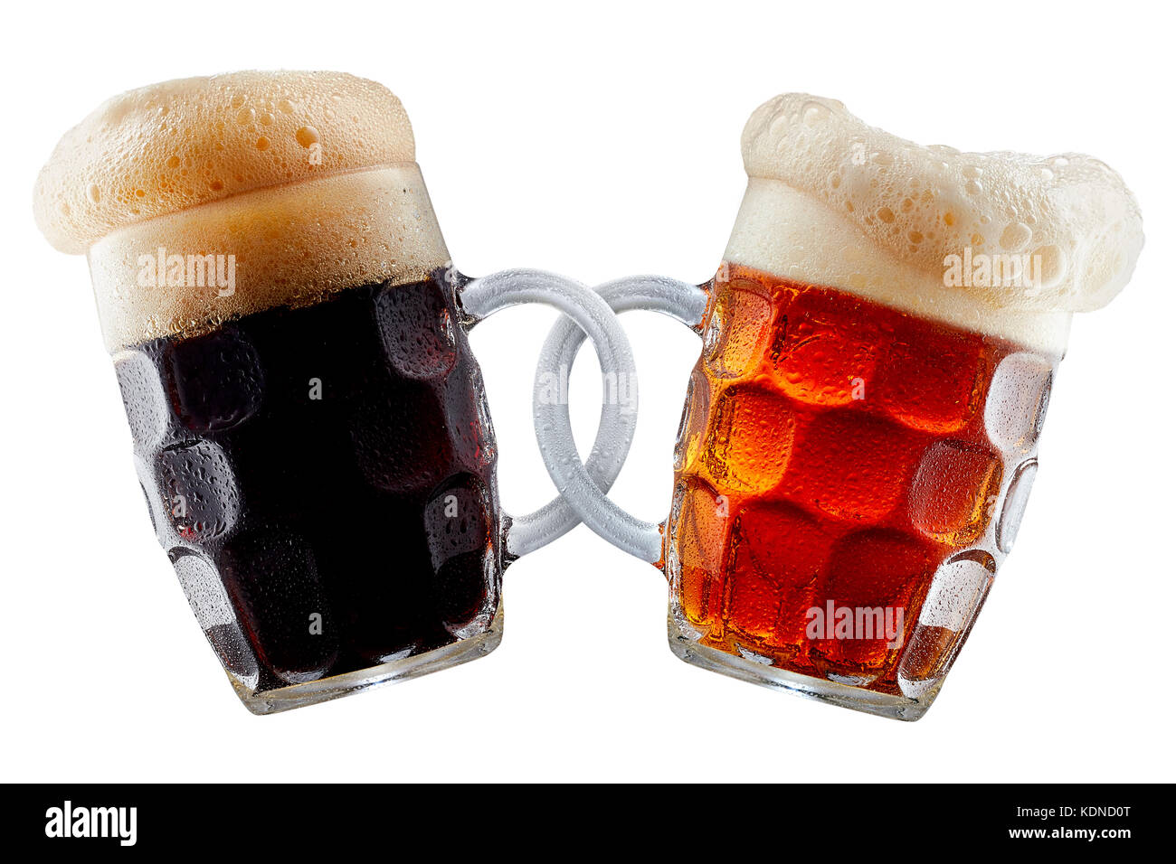 Two beer mugs making toast Stock Photo - Alamy