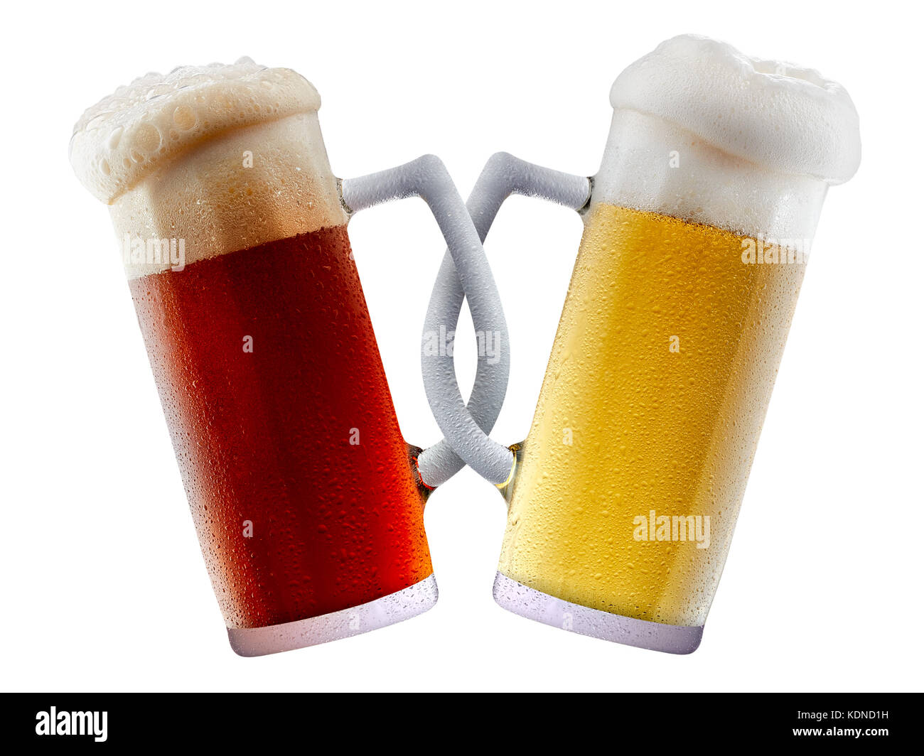 Two beer mugs making toast Stock Photo - Alamy