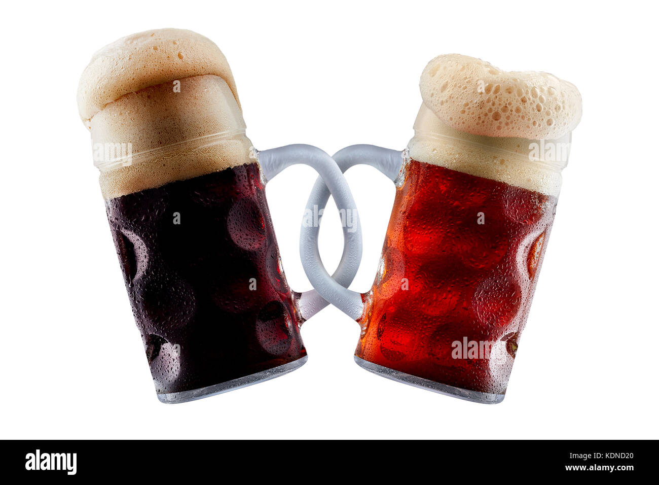 Two beer mugs making toast Stock Photo - Alamy