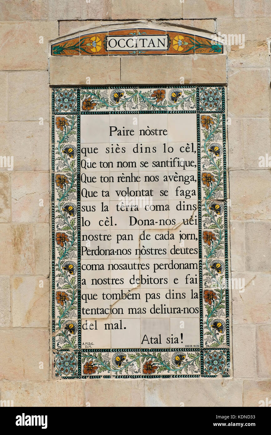 Panel inscribed with The Lord's prayer in Occitan language also known ...