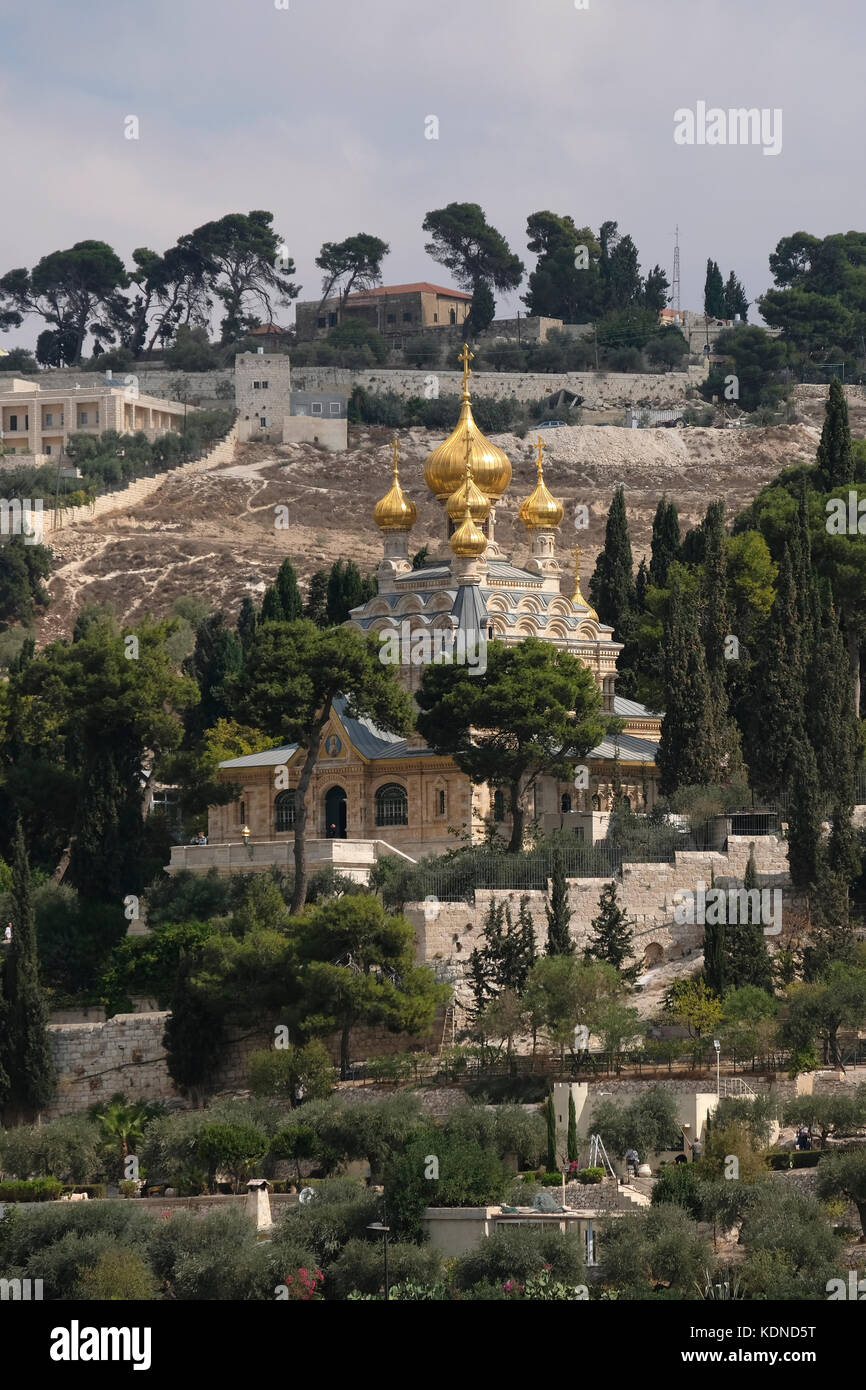The gilded onion domes of the Russian Orthodox Convent and Church of ...