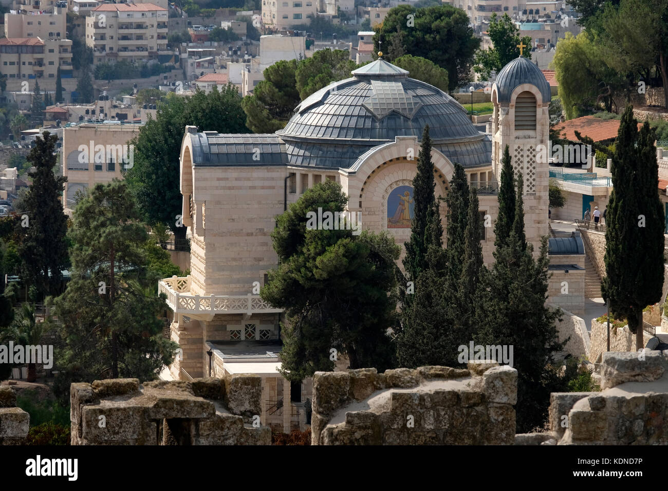 View of the Roman Catholic Church of Saint Peter in Gallicantu located ...
