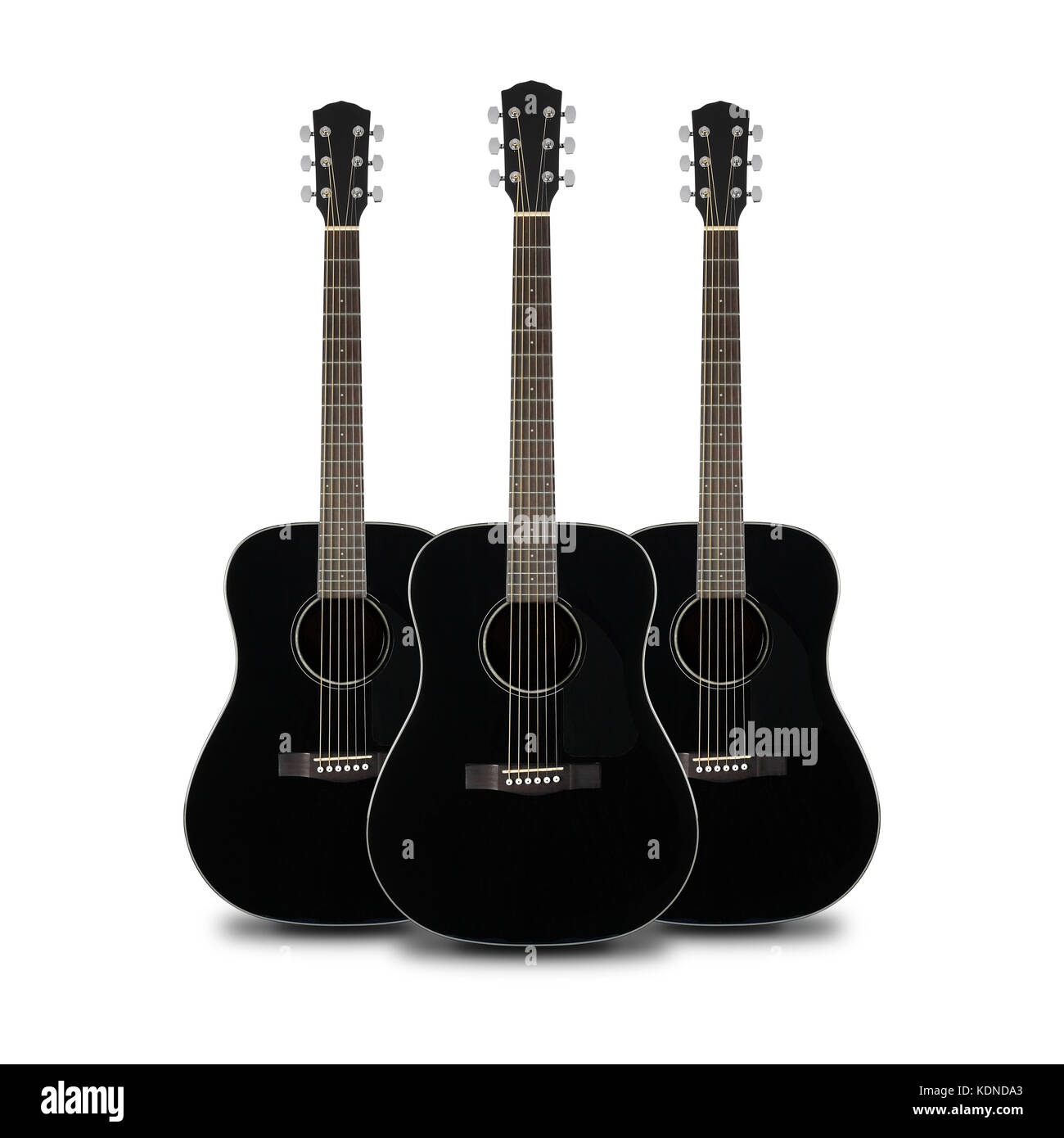 Musical instrument - Three Black acoustic guitar cutaway on a white ...