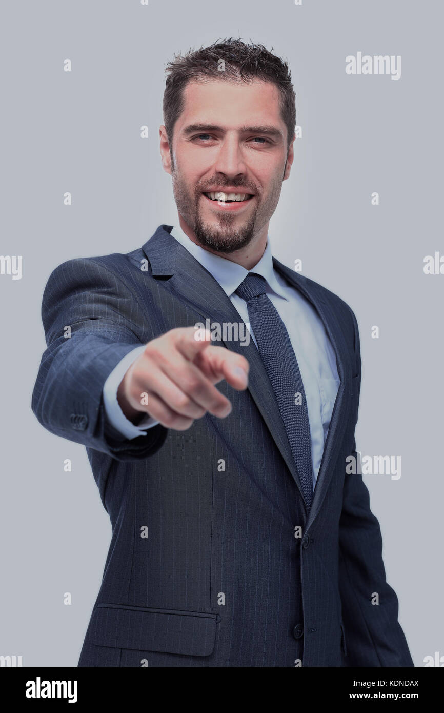 business man pointing his hand up Stock Photo - Alamy