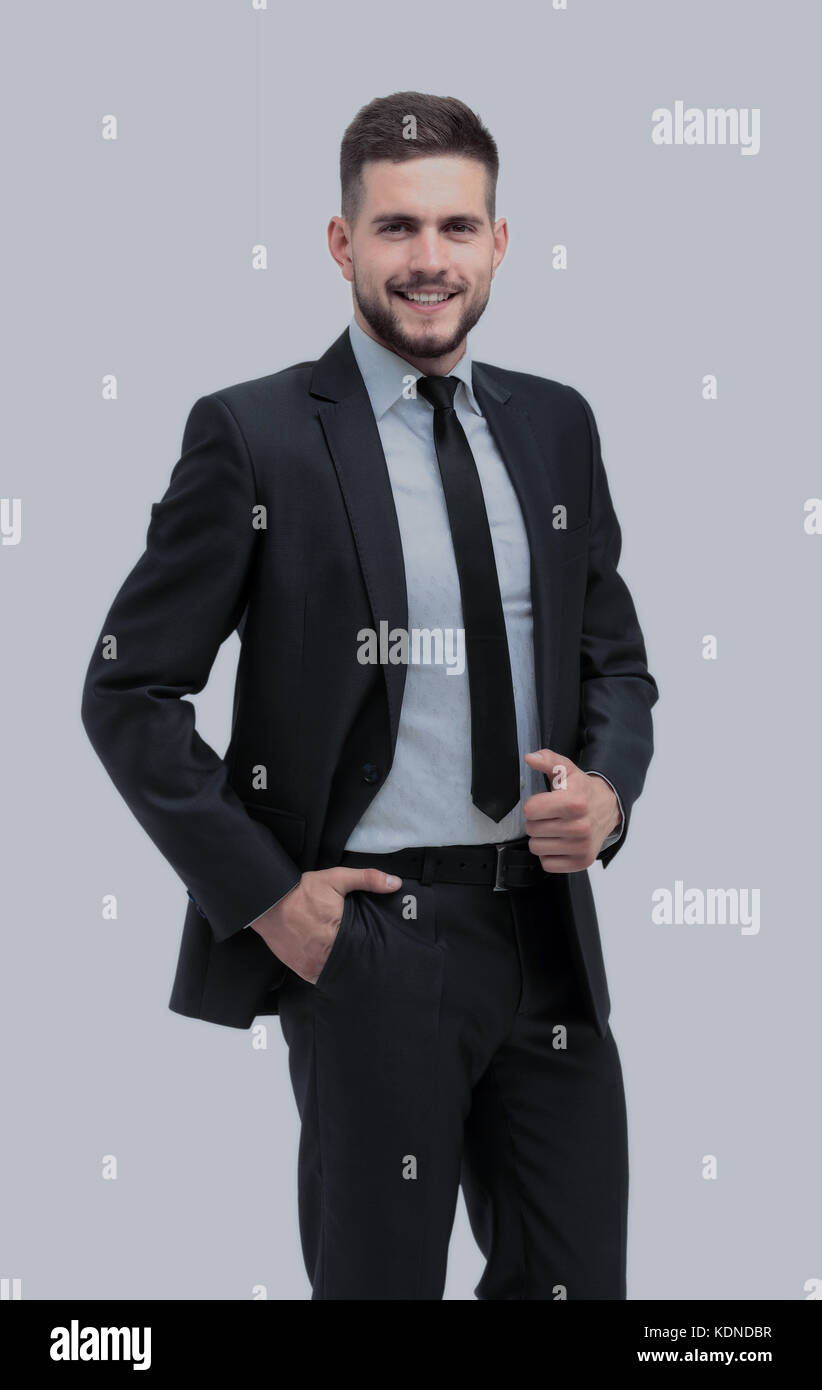 Handsome businessman standing isolated on white background Stock Photo ...