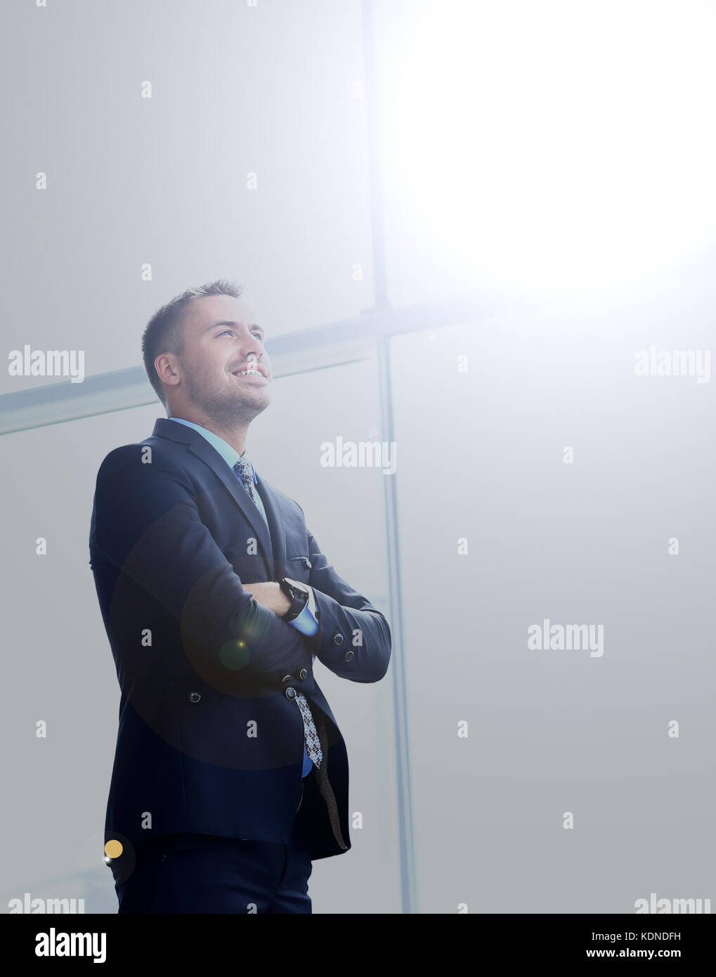 happy joyful businessman looking to the future Stock Photo - Alamy