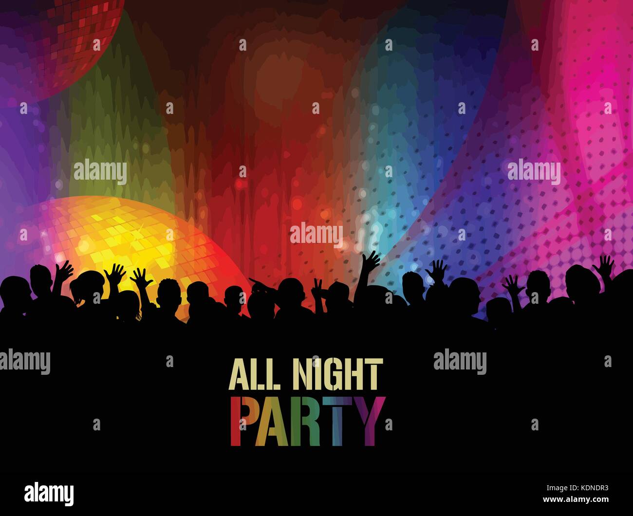 All night party poster or banner, vector illustration Stock Vector ...