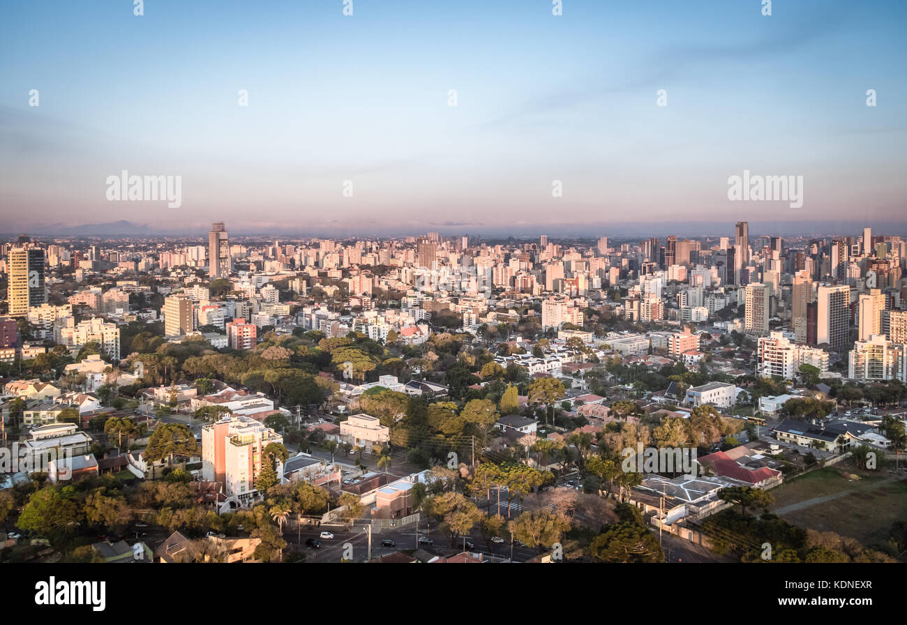 Aerial view of Curitiba City at sunset - Curitiba, Parana, Brazil Stock ...