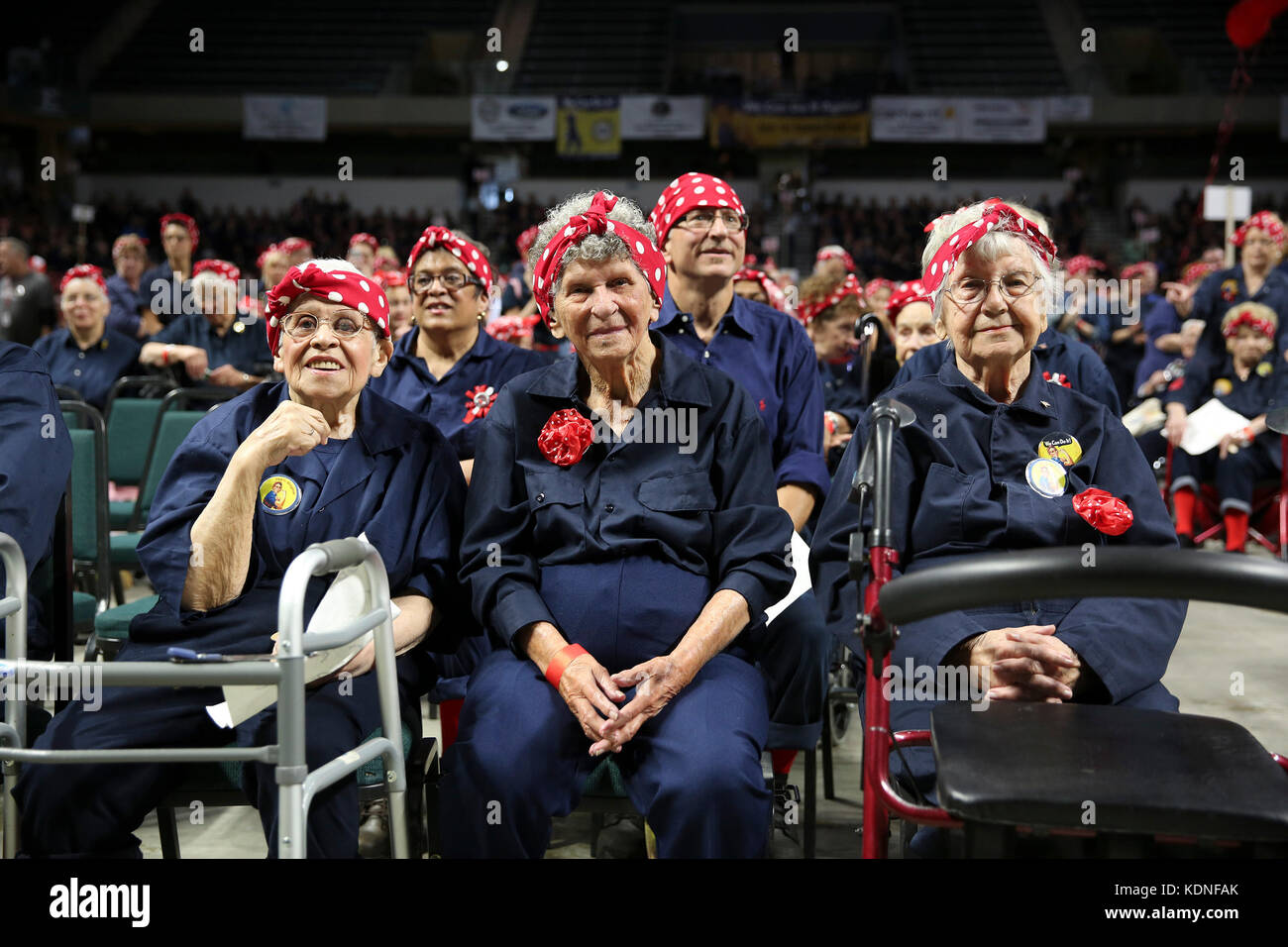 Ypsilanti, Michigan, USA. 14th October, 2017. Women dressed as Rosie ...