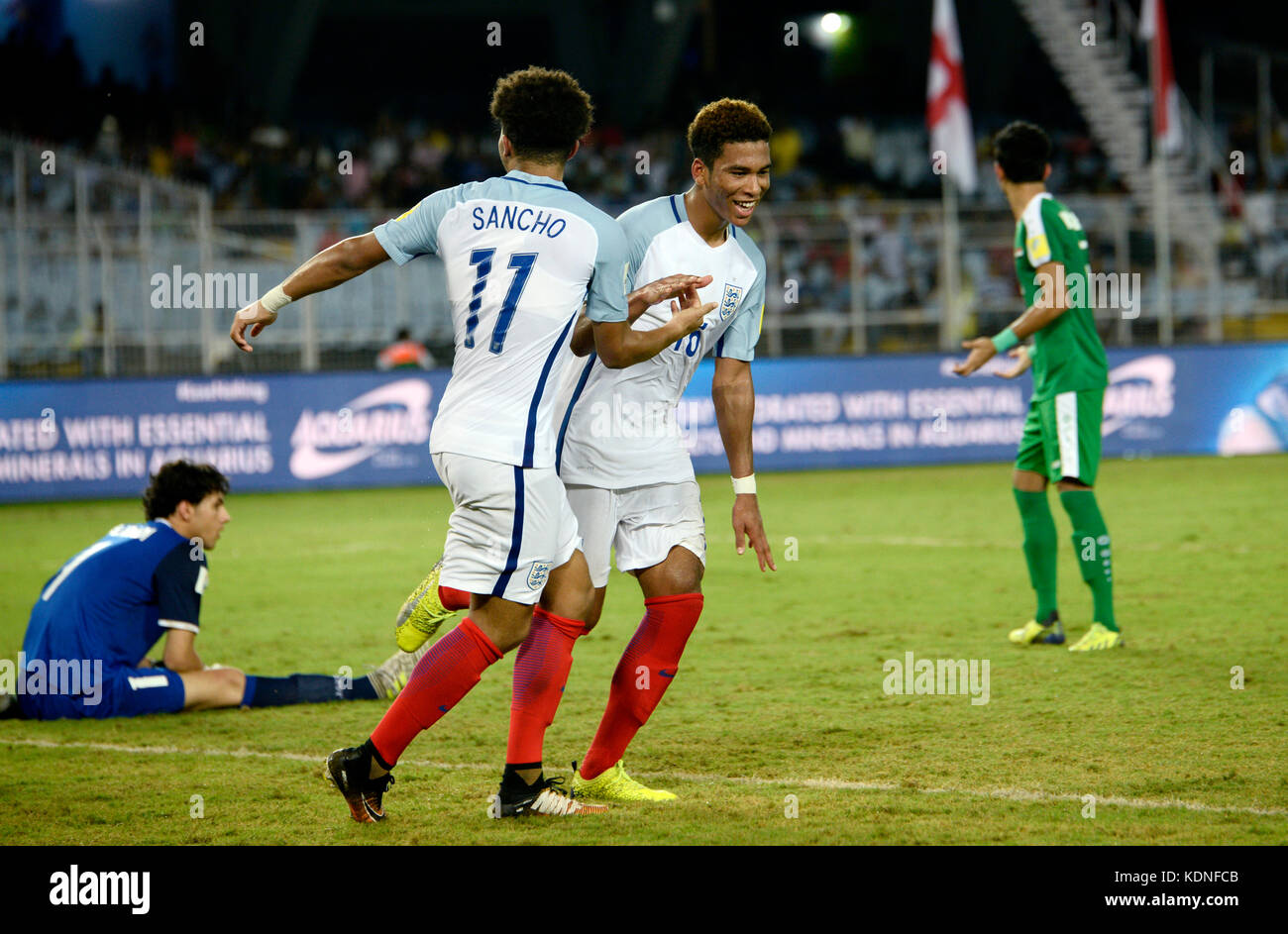 Kolkata, India. 14th Oct, 2017. England Forward Daniel Loader along ...