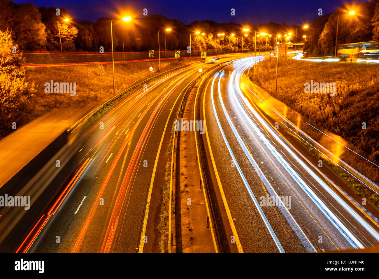 Night View of UK Motorway Highway Traffic Stock Photo - Alamy