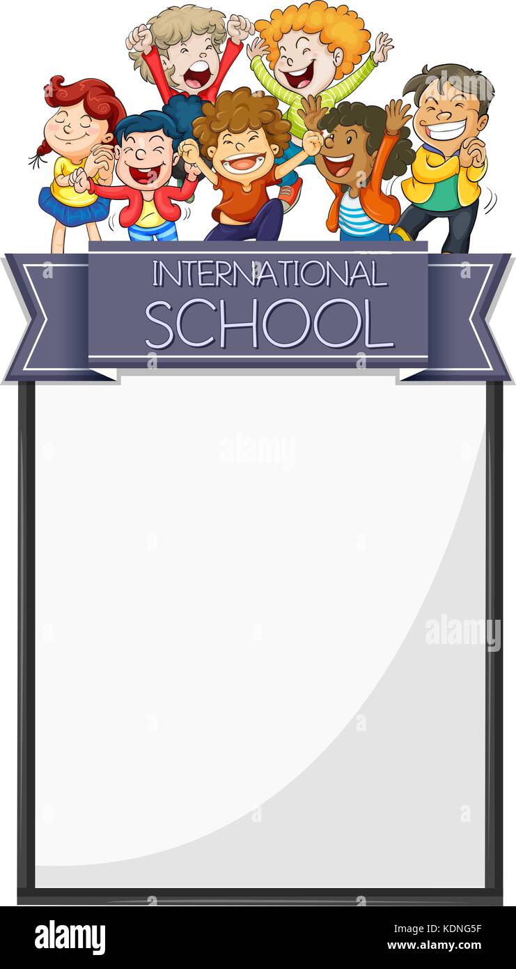 Banner design with kids from international school illustration Stock ...