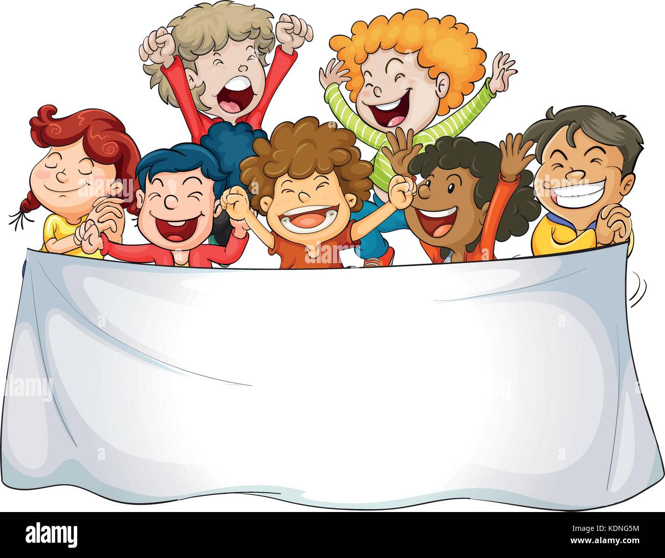 Banner template with happy kids illustration Stock Vector Image & Art ...