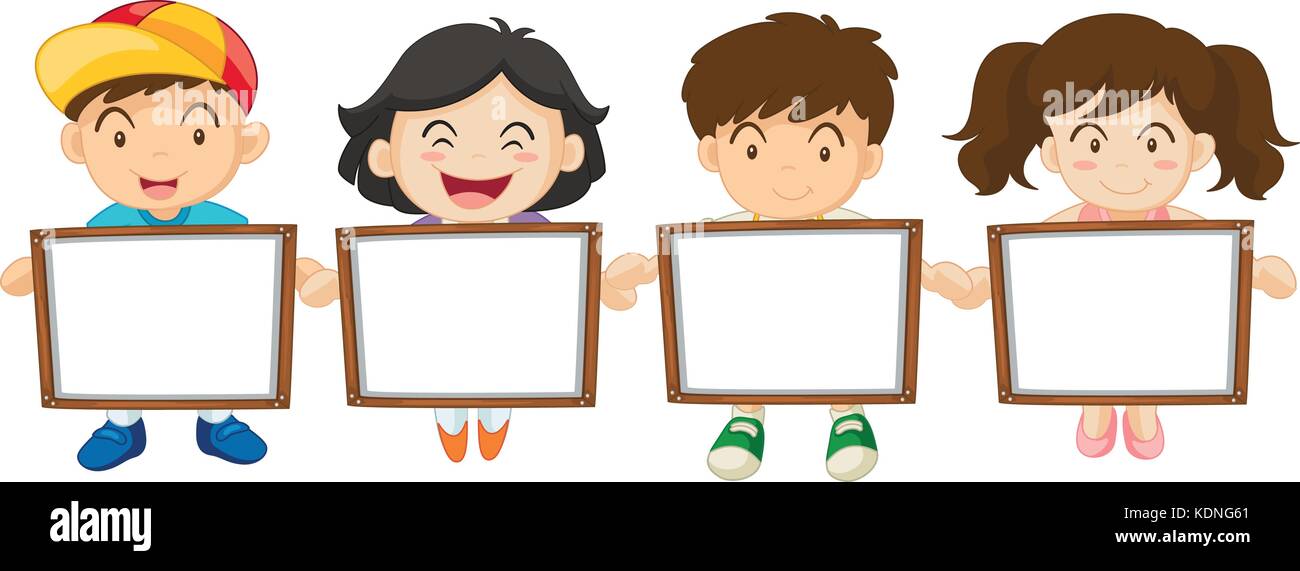 Kids holding white board illustration Stock Vector Image & Art - Alamy