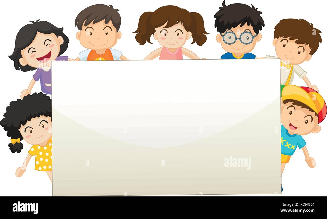 Board template with happy children illustration Stock Vector Image ...