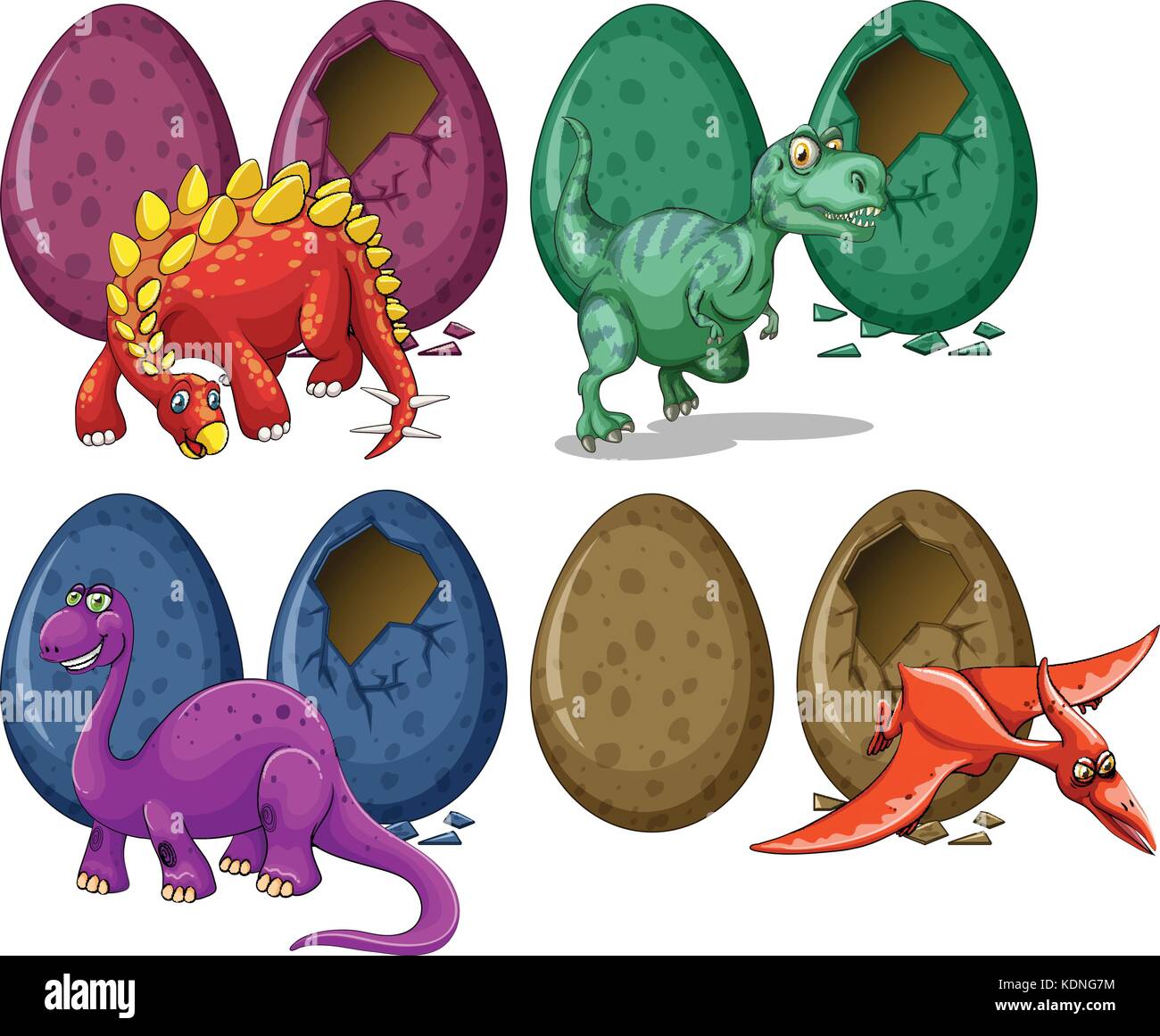 Dinosaurs hatching eggs on white background illustration Stock Vector ...