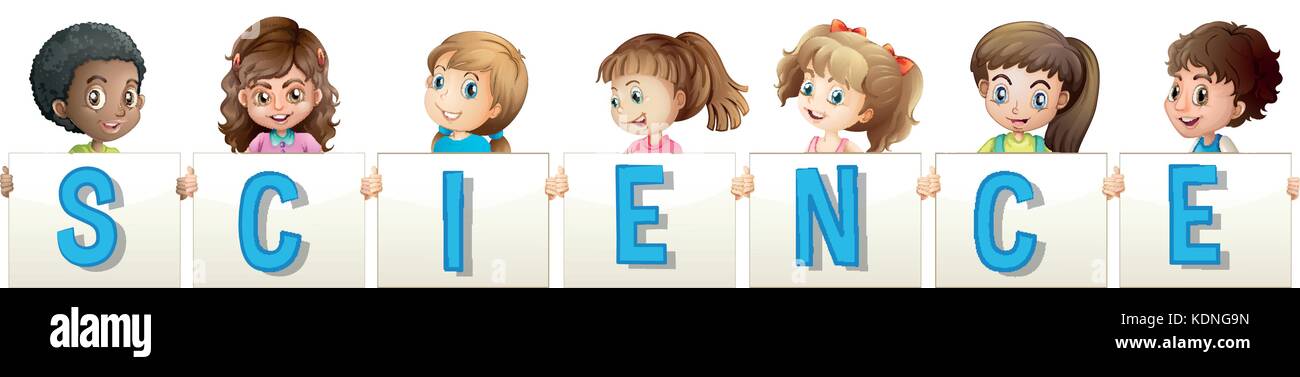 Kids holding word for science illustration Stock Vector Image & Art - Alamy