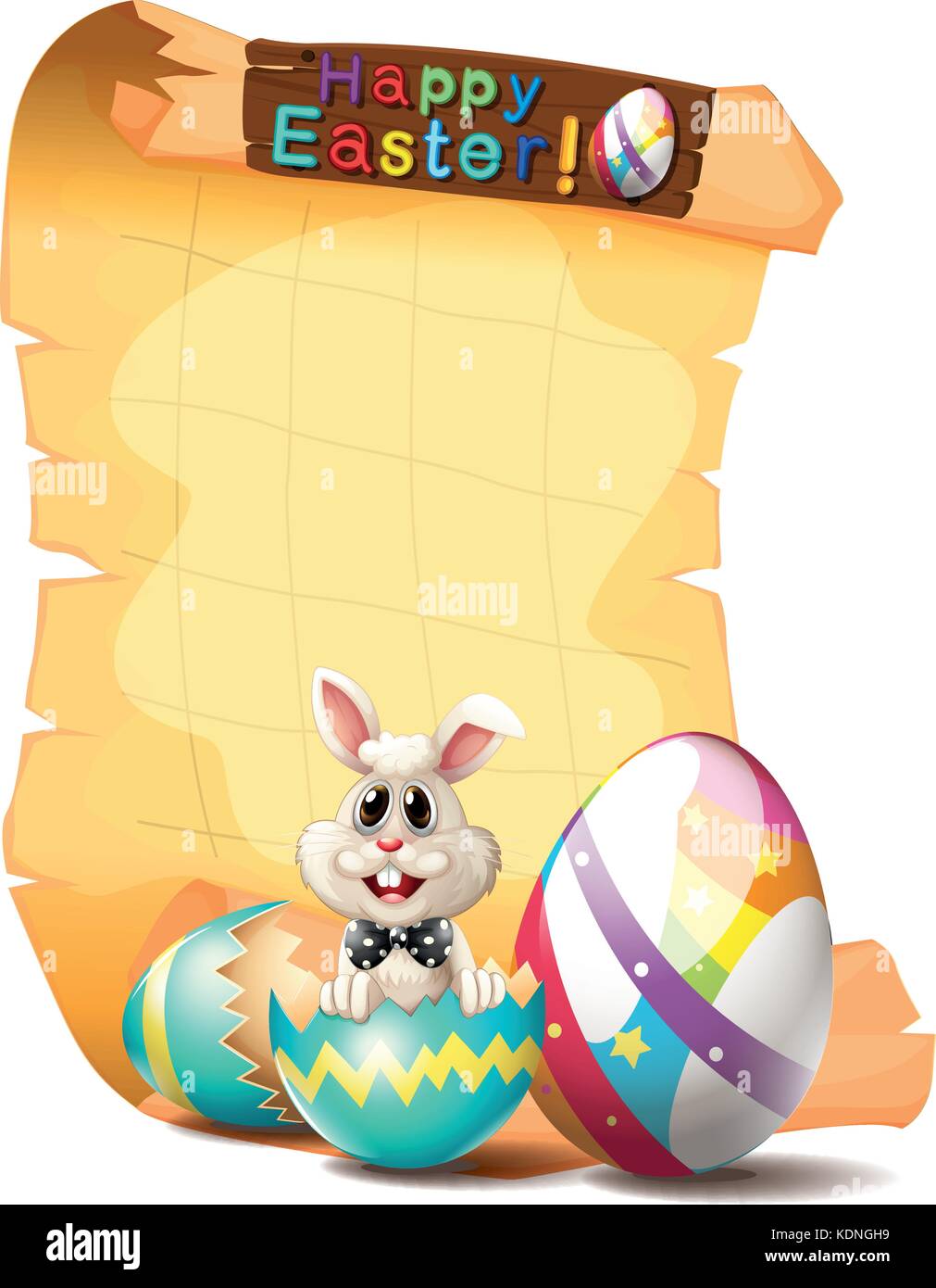 Paper template with easter bunny illustration Stock Vector Image & Art ...