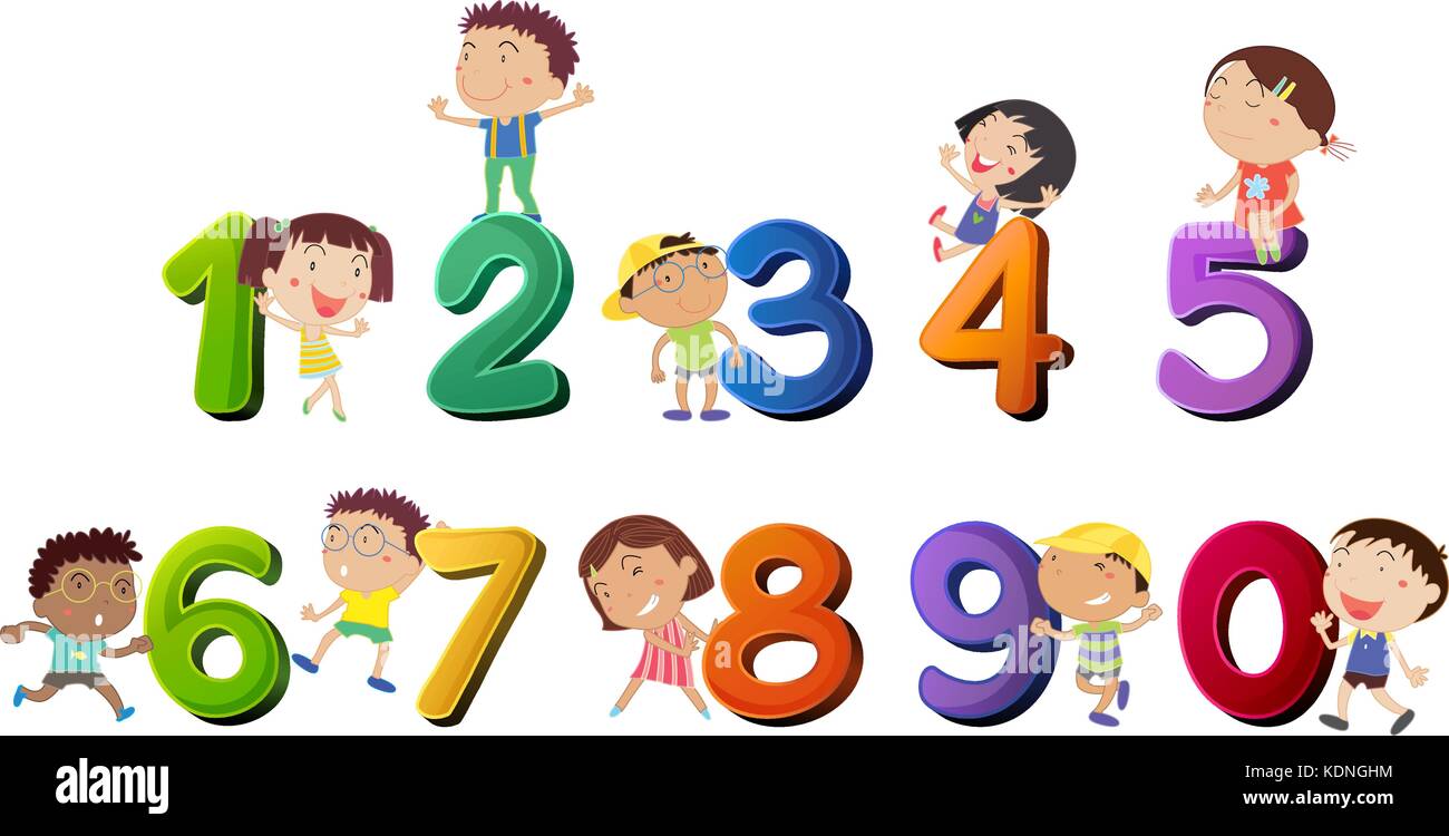 Happy children counting numbers illustration Stock Vector Image & Art ...