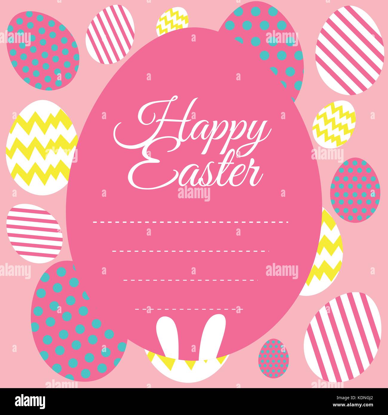 Happy Easter card template with pink background illustration Stock ...