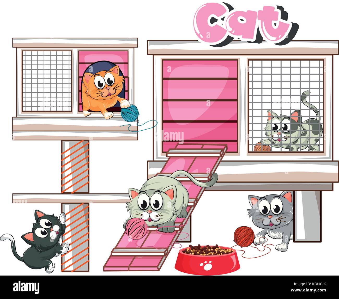 Cathouse with many cats illustration Stock Vector Image & Art - Alamy