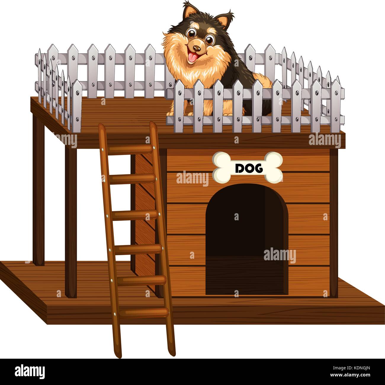 Dog standing on wooden hut illustration Stock Vector Image & Art - Alamy