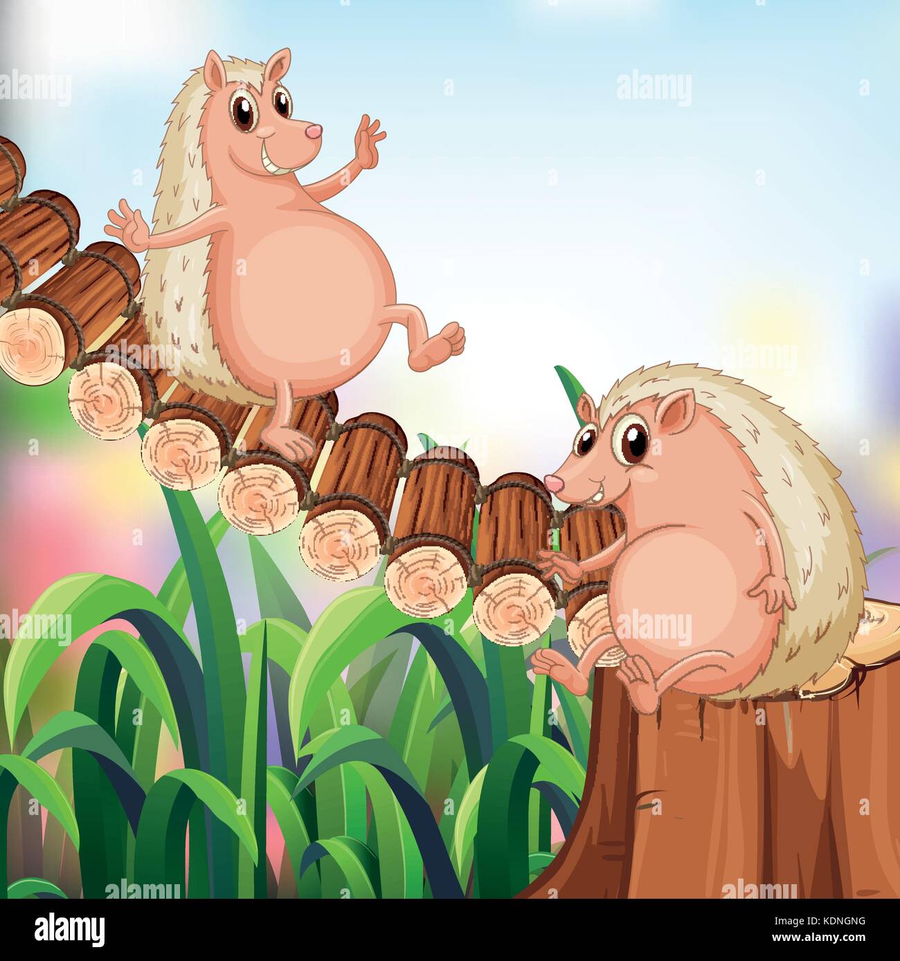 Two hedgehogs on the bridge illustration Stock Vector Image & Art - Alamy