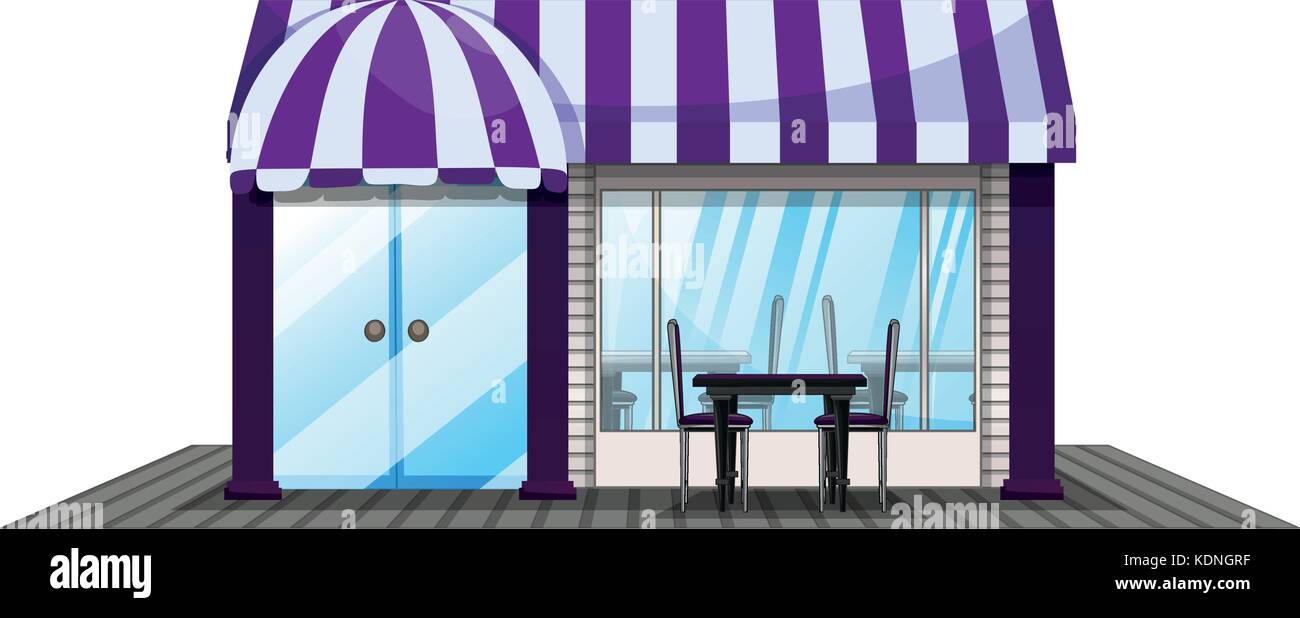 Coffee shop design with purple roof illustration Stock Vector Image ...