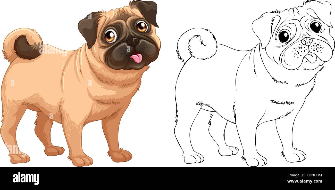 Animal outline for little pug dog illustration Stock Vector Image & Art ...