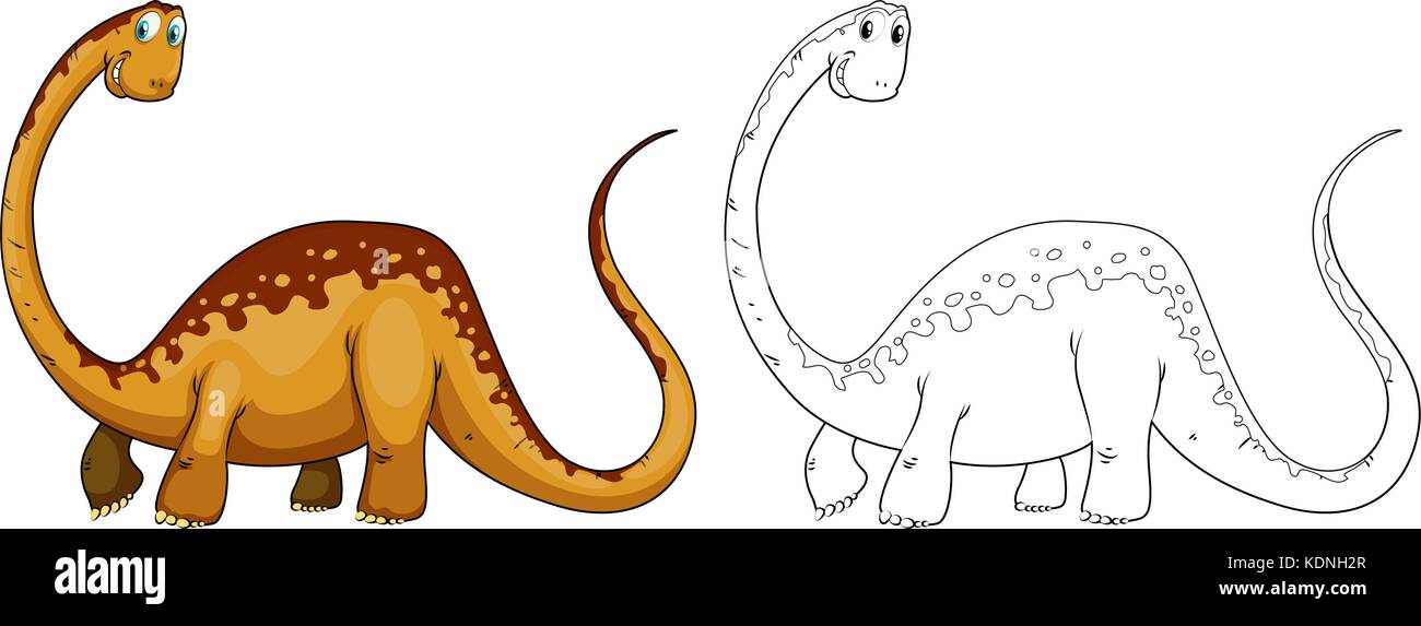 Doodles drafting animal for long neck dinosaur illustration Stock ...