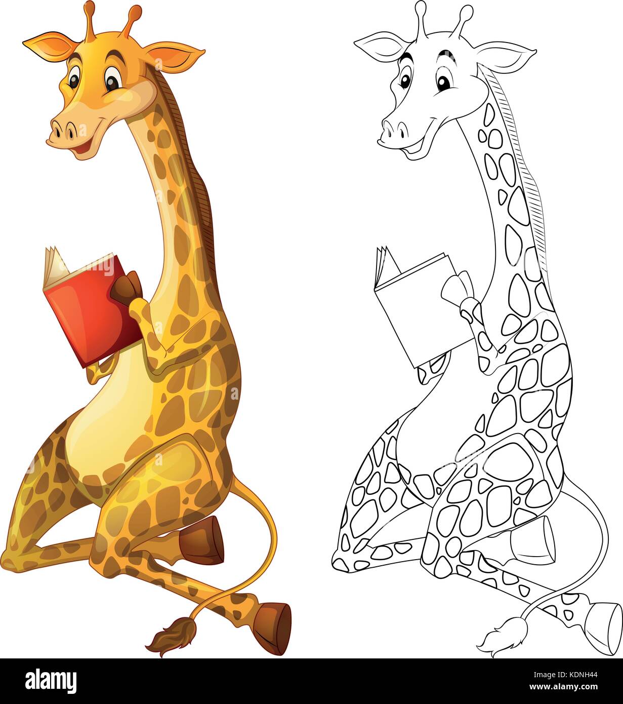 Doodles drafting animal for giraffe reading book illustration Stock ...